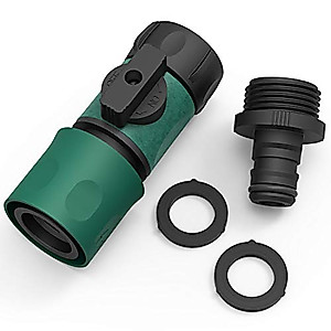 Asgens Hose Quick Connector, 5 Sets 10 PCS 3/4 Inch Garden Hose Fitting Quick Connector Adapter Male and Female Set with Shut-Off Valve Switch,10PCS Extra Rubber Washers