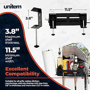 unitem Griddle Caddy for Blackstone 17"/22"/28"/36" Griddles/Prep Cart with Side Shelf, Space Saving for BBQ Grill Accessories Storage Box with Magnetic Strip, Paper Towel Holder & 6 J-Hooks