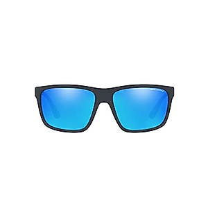 A|X ARMANI EXCHANGE Men's AX4121SF Low Bridge Fit Square Sunglasses, Dark Blue Mirrored Blue, 60 mm