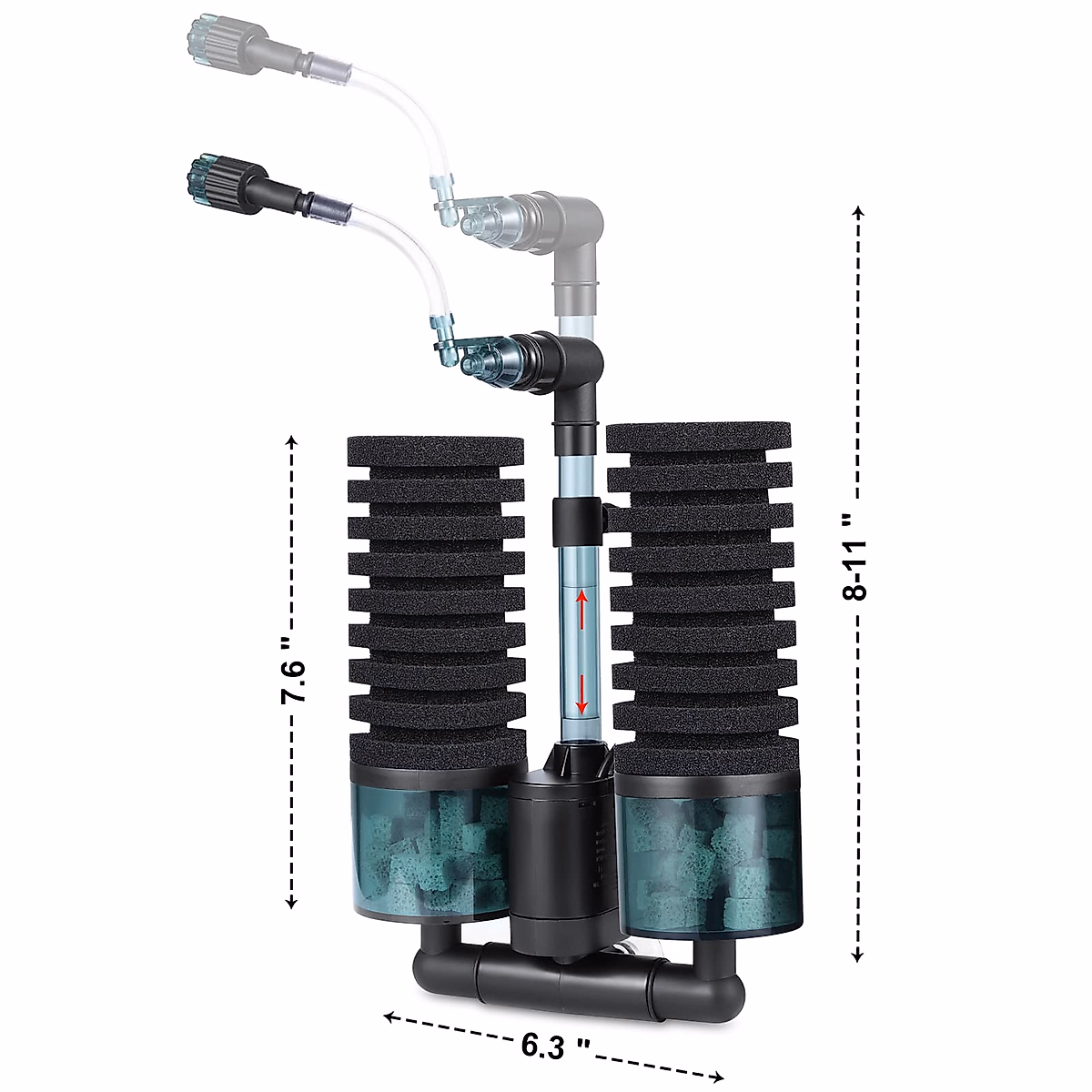 QANVEE Aquarium Sponge Filter Bubbler with Ultra Quiet Water Pump and Ceramic Balls for Fish Shrimp Breeding Tank (Filter M(15-50 Gallon))