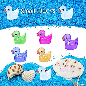AWAWEELON 100 Pcs Luminous Tiny Ducks Mini Resin Ducks Miniature Duck Figures Micro Dollhouse Duck Accessories for DIY Micro Landscape Fairy Garden Dollhouse