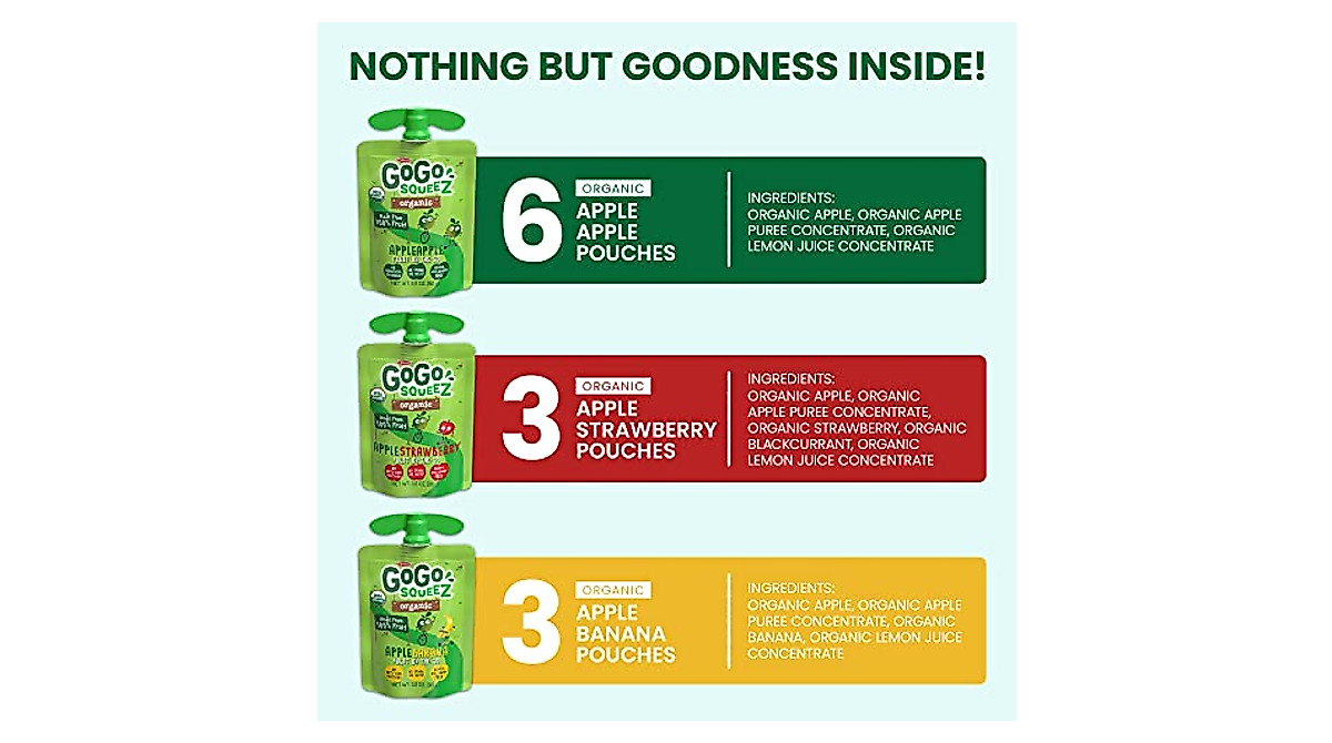 GoGo SqueeZ Organic Fruit Pouches - Healthy Vegan Snacks on the Go
