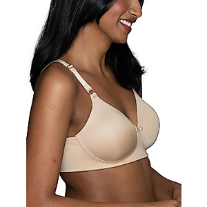 Vanity Fair Womens Full Coverage Beauty Back Smoothing Bra, 4-way Stretch Fabric, Lightly Lined Cups Up To Dd Bra, Wireless - Beige, 40C US