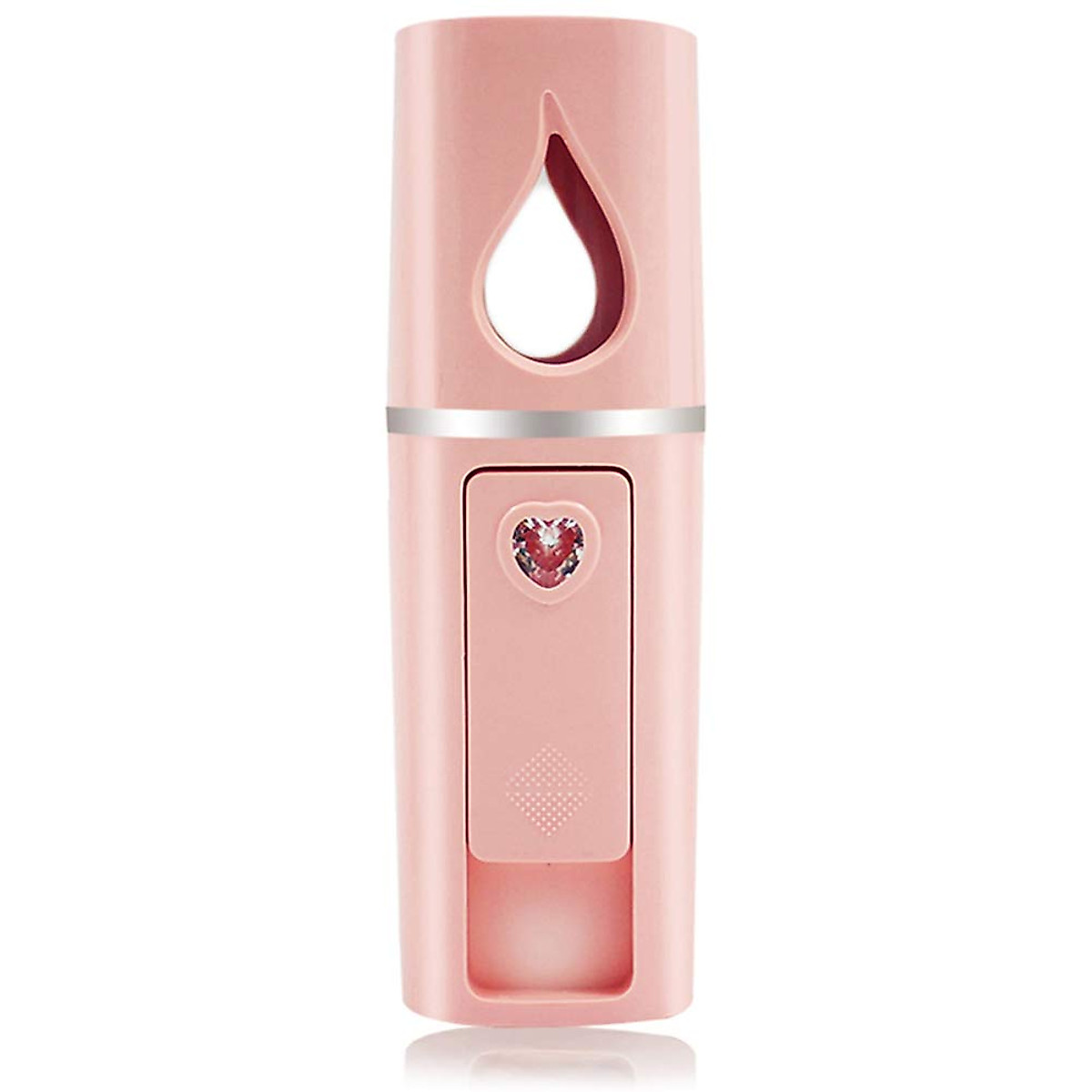 Portable Nano Facial Mister Mini Facial Steamer Atomization Eyelash Extensions with Mirror & 20ml Visual Water Tank (Pink)