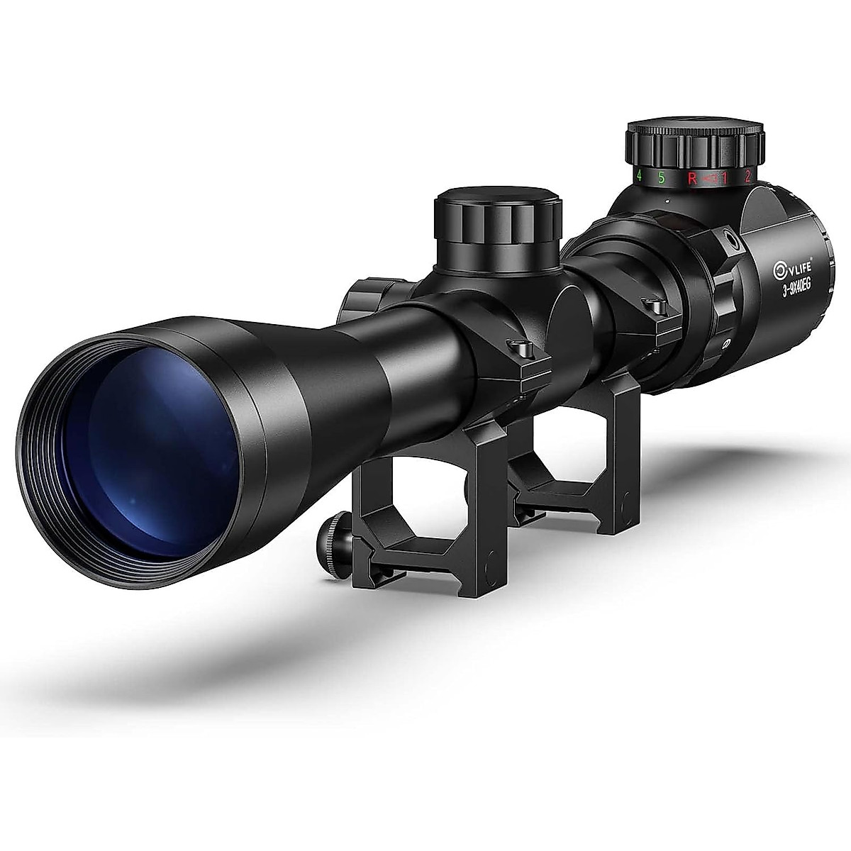 CVLIFE 3-9x40 Rifle Scope, Red & Green Illuminated Optical Riflescope, Mil-dot Reticle Scope for Hunting with Mounts