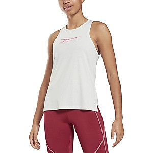 Reebok Women's Standard ACTIVChill Graphic Tank, Pure Grey/Pink Vector, X-Small