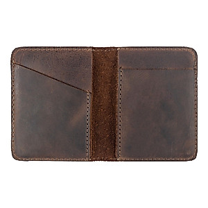 Hide & Drink, Bifold Wallet, Slim Card Holder, Minimalist Traveler Wallet, Vintage Front Pocket Wallet, Full Grain Leather, Handmade, Bourbon Brown