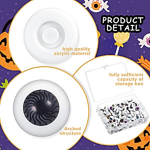 60 Pieces Halloween Eyeballs Props Plastic Scary Fake Eyeballs Party Decoration Eyeballs Halloween Decorative Eyes Horror Props with Clear Storage Box for Halloween Trick Party or Decor, 10 Colors