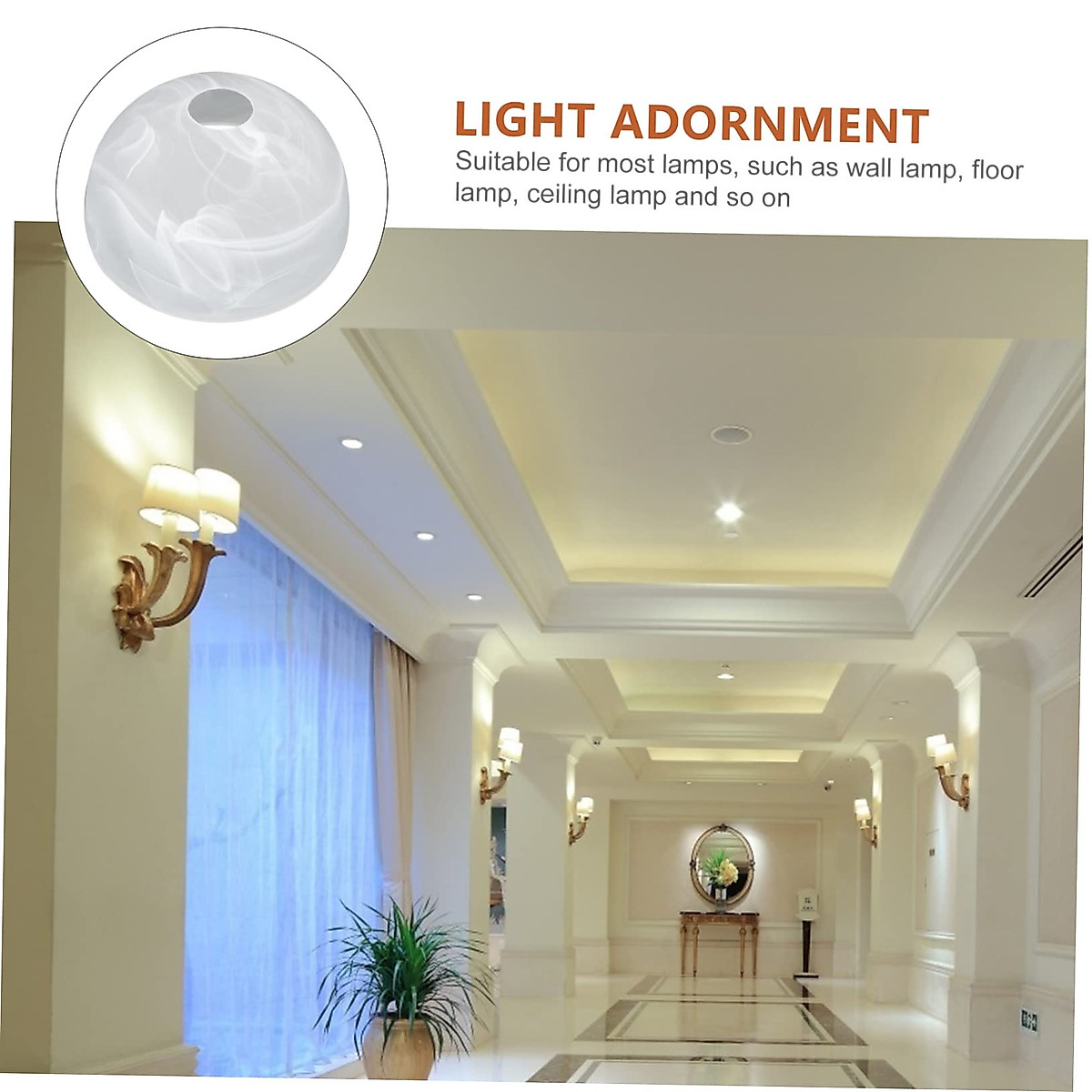 GARVALON Frosted Glass Lampshade Bell Lamp Shades Round Chandelier Fandelier Ceiling Fan Globe Lamp Shades Ceiling Lamp Shade Ceiling Fan Glass Bowl Replacement Household Lamp Shade Fixture