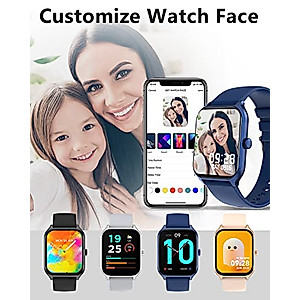 Smart Watch, 1.96-Inch HD Touch Screen Smartwatch with Text and Call, Heart Rate, Blood Oxygen, and Activity Trackers - Compatible with iPhone and Android, IP68 Waterproof, for Men and Women (Blue)