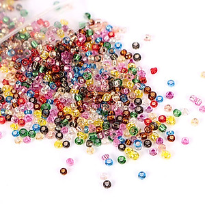 Glass Beads 2mm Tiny Seed Beads for Jewelry Making Approx 7200pcs(12colors/Pack 600pcs/color) (Multicolor)
