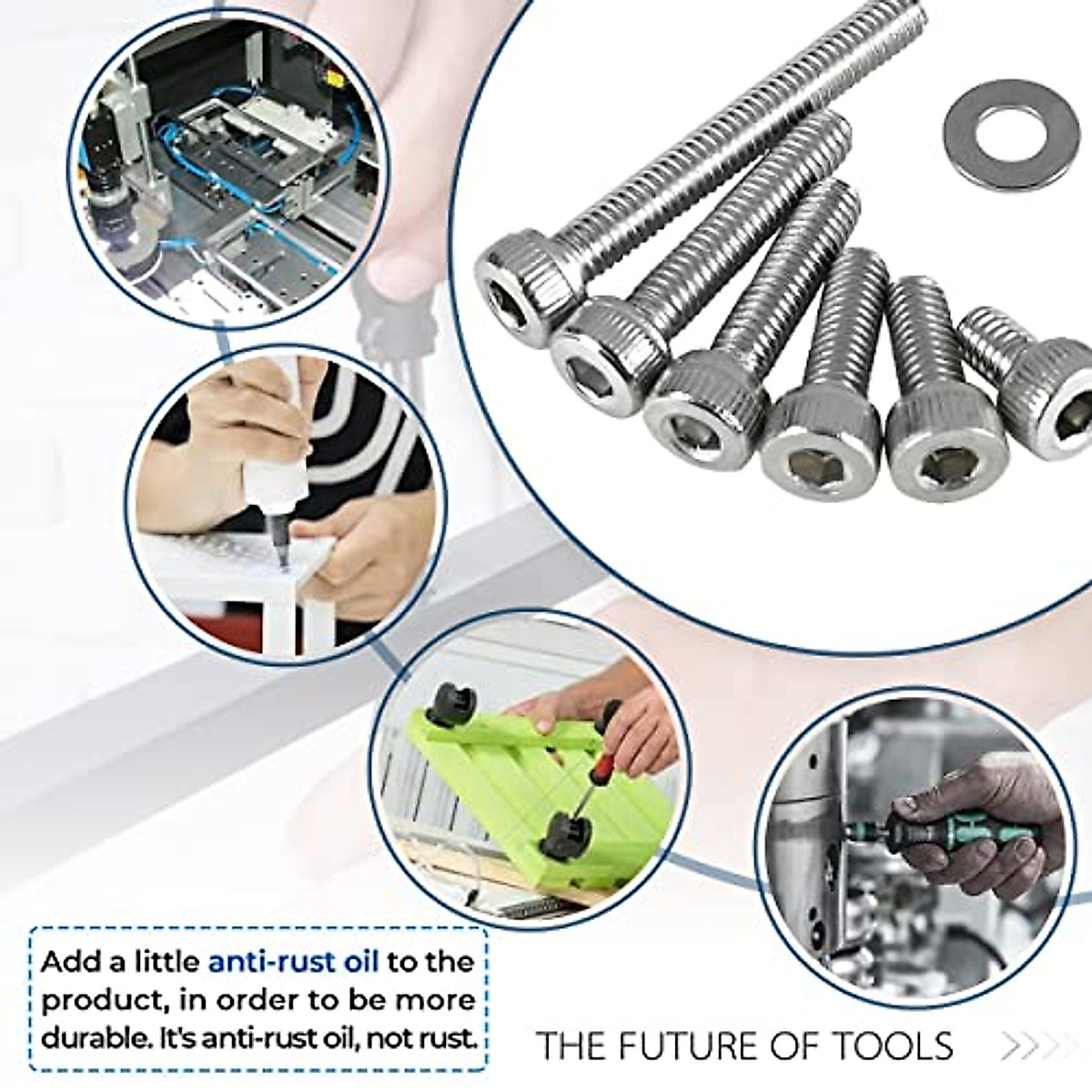 Canitu 1200PCS Metric Screw Assortment Kit,M2 M3 M4 Assorted Bolts and Nuts Kit Screws Nuts and Washers Hex Socket Head Cap Machine Screws for Home Projects (1200Pcs Hex Socket Head Cap Screw)