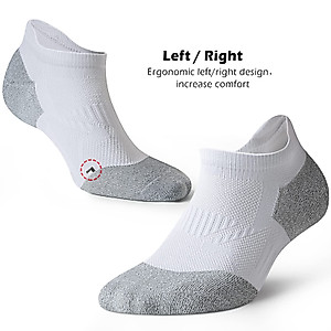 Gonii Compression Athletic Ankle Socks Women Running Cushioned Low No show Socks 5 Pairs (White)