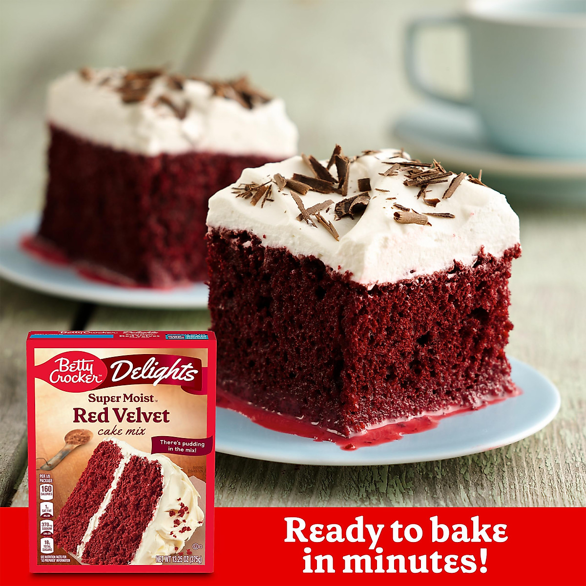 Betty Crocker Delights Super Moist Red Velvet Cake Mix, 13.25 oz. (Pack of 12)