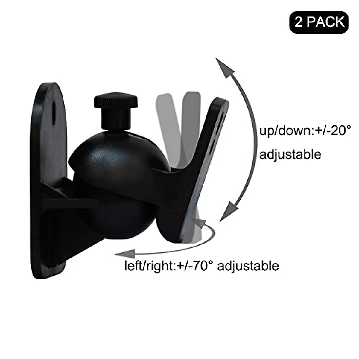 Bealuffe Speaker Wall Mount Brackets, Universal Mount for Surround Sound Speakers, Satellite Speaker Wall Mounting Brackets for Home Theater 2 Pack