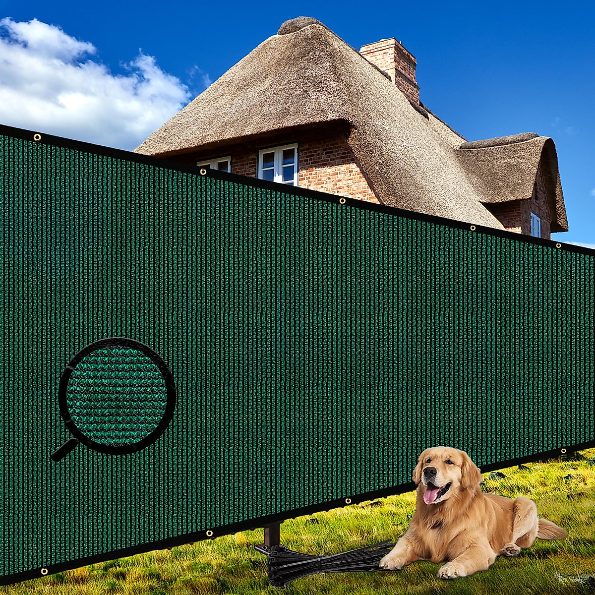 Shade&Beyond 5' X 25' Fence Privacy Screen Heavy Duty 170 GSM Fencing Mesh Shade Net Cover for Wall Garden Yard Backyard Indoor Outdoor Decoration, Green