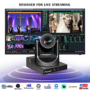 Prisual PTZ Camera 30X Optical Zoom, HDMI, 3G-SDI, USB, IP Streaming, Auto Tracking PTZ Camera for Church Services, Worship, Education, YouTube Facebook (Limited-time NDI Experience)