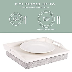 Rossie Home Wood Bed Tray Lap Desk with Detachable Cushion, Serving Tray - Soft White - Fits up to 15.6 Inch Laptops - Style No. 76101