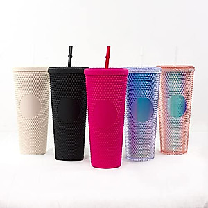 EVERGLITTER 24oz Studded Tumbler with Lid and Straw Blue,Double Wall Plastic Studded Cups with Lid Leak Proof,BPA-FREE,24 oz Insulated Water Tumbler with Straw,Cold Tumbler Gifts for Women
