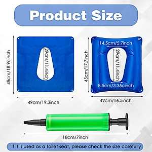 Inflatable Square Cushion Breathable Comfort Inflatable Air Seat Cushion and Inflator for Sitting Toilet Office School Chair Wheelchair Chair, Postpartum Relieve Pressure, Blue (2 Pieces)