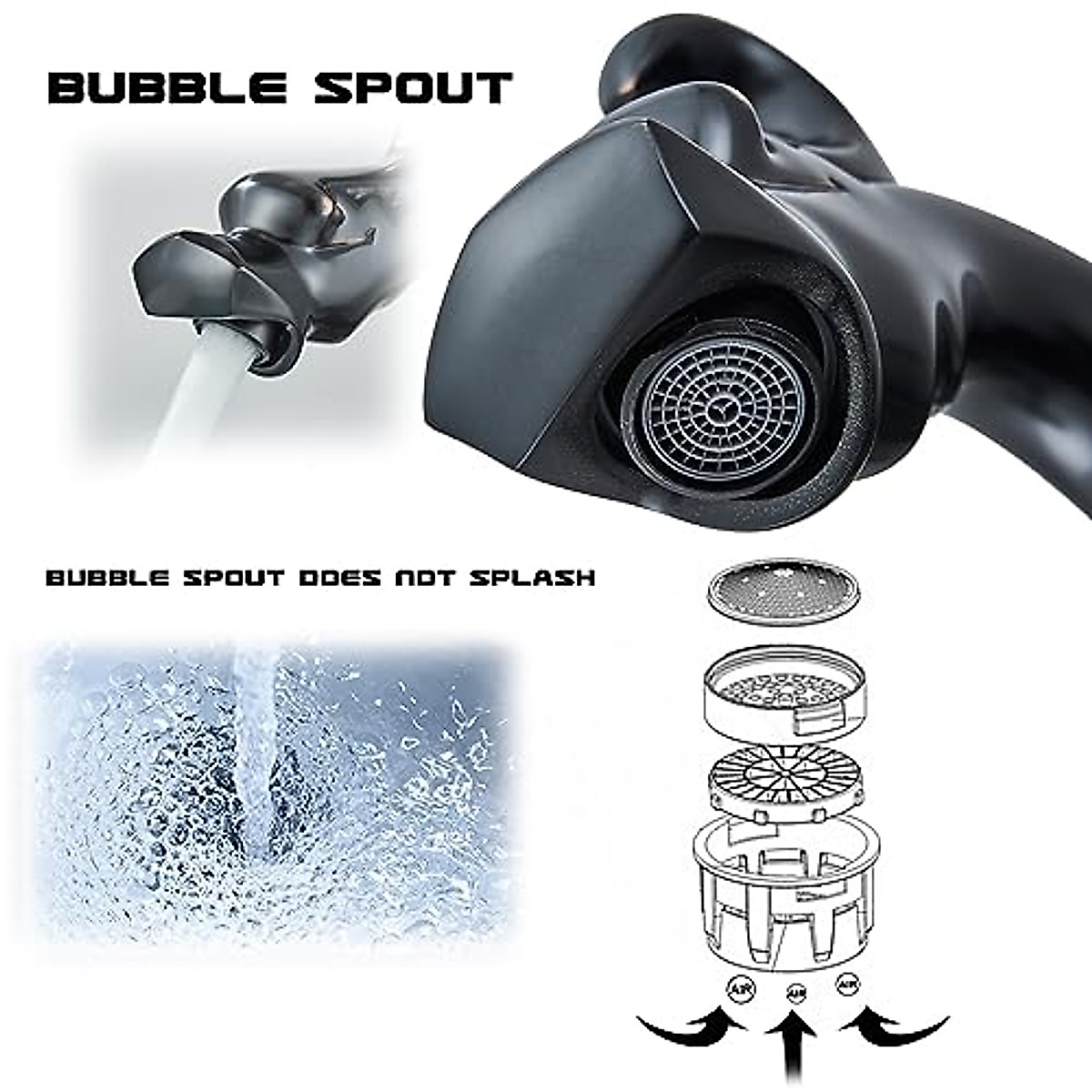 Senlesen Dragon Shape Oil Rubbed Bronze Bathroom Sink Faucet Deck Mount Single Hole Double Handle Cross Knobs Vanity Sink Basin Mixer Tap with Cover Plate Without Pop Up Drain