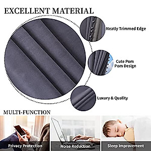 Haperlare Pom Pom Velvet Curtains 96 inches Long Heavy-Duty Room Darkening Velvet Drapes Thermal Insulated Home Decor Tasseled Window Treatment Set Panels for Living Room Bedroom, Grey, 2 Panels