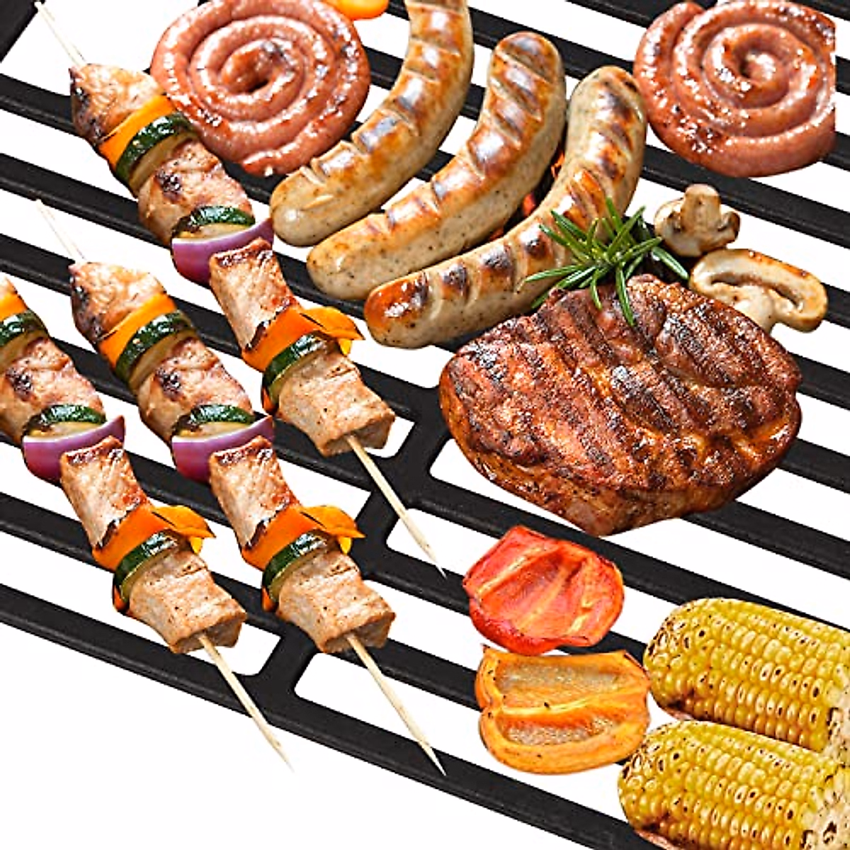 Nexgrill Replacement Parts for 4 Burner 720-0830H 720-0830D 720-0670A 720-0783C 720-0783E 720-0958A, 17" Cast Iron Grill Grates for 5 Burner 720-0888N Charbroil 463241113 463446015, Kenmore Gas Grills