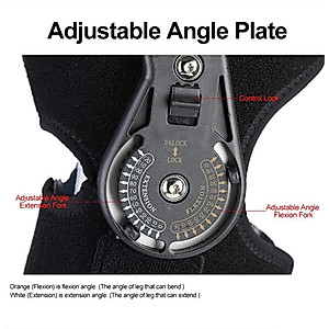 ROM Knee Brace Hinged Knee Brace Aluminium Adjustable Hinged Knee Joint Immobilizer Patella Knee Fixing Pad Sleeve Knee Splint Ligament Sport Injury Arthritis Pain Relief Adjustable Knee Immobilizer