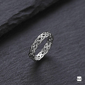 Amberta Women's 925 Sterling Silver Ring Celtic Knot Design Eternity Band: Inside Circumference 48 mm - Size 4.25