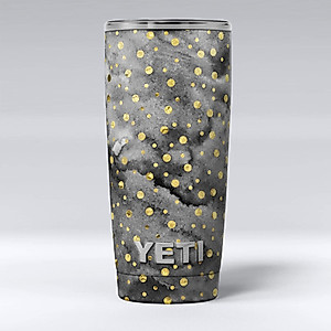 Design Skinz Black and Gold Watercolor Polka Dots - Skin Decal Vinyl Wrap Kit Compatible with The Yeti Rambler Cooler Tumbler Cups