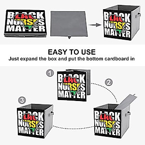 Black Nurses Matter Foldable Storage Bins Printd Fabric Cube Baskets Boxes with Handles for Clothes Toys, 11x11x11