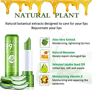 LZYLLS 6 Pack Aloe Vera Lipstick,Long Wear Nourishing Lip stick,Waterproof Moisturizing Color Changing Lip Balm Lipstick,Lip Gloss,Magic Temp Color Change Matte Lip Gloss Makeup