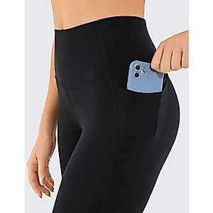 CRZ YOGA Womens Butterluxe Workout Leggings 25 Inches - High Waisted Gym Yoga Pants with Pockets Buttery Soft Black Medium