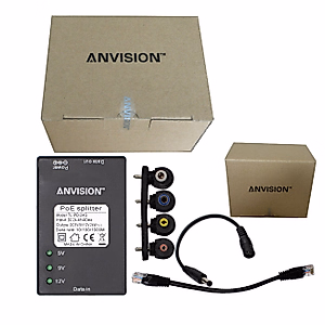 ANVISION Active Gigabit PoE Splitter Adapter with Multi-Size Tips, IEEE 802.3af Compliant, DC 5V 9V 12V Power Output, for IP Camera AP Voip Phone and More