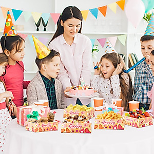 BkeeCten 50PCS Groovy Retro Hippie Party Favors Food Tray Boho Daisy Flower Disposable Paper Food Boat Groovy Rainbow Nacho Hot Dog Food Serving Tray for Girls Birthday Baby Shower Picnic Supply