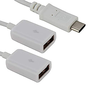 Leya-US Spare Part 21cm 2 in 1 USB-C/Type-C 3.1 to USB 2.0 Data Cable, Compatible for Galaxy S8 & S8 + / LG G6 / Huawei P10 & P10 Plus/Xiaomi Mi 6 & Max 2 and Other Smartphones(White)