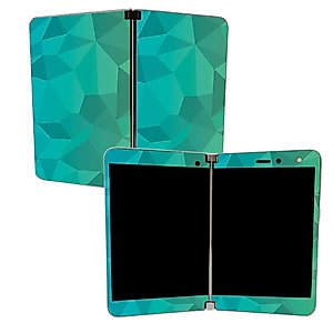 MIGHTY SKINS MightySkins Skin for Microsoft Surface Duo - Blue Green Polygon | Protective, Durable, and Unique Vinyl Decal wrap Cover | Easy to Apply, Remove, and Change Styles | Made in The USA