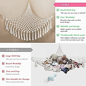 Sideim Stuffed Animal Toy Hammock,Hanging Toy Net Organizer for Stuffed Animal Storage,Corner Animal Net Holder for Bedroom Playroom Nursery Decor