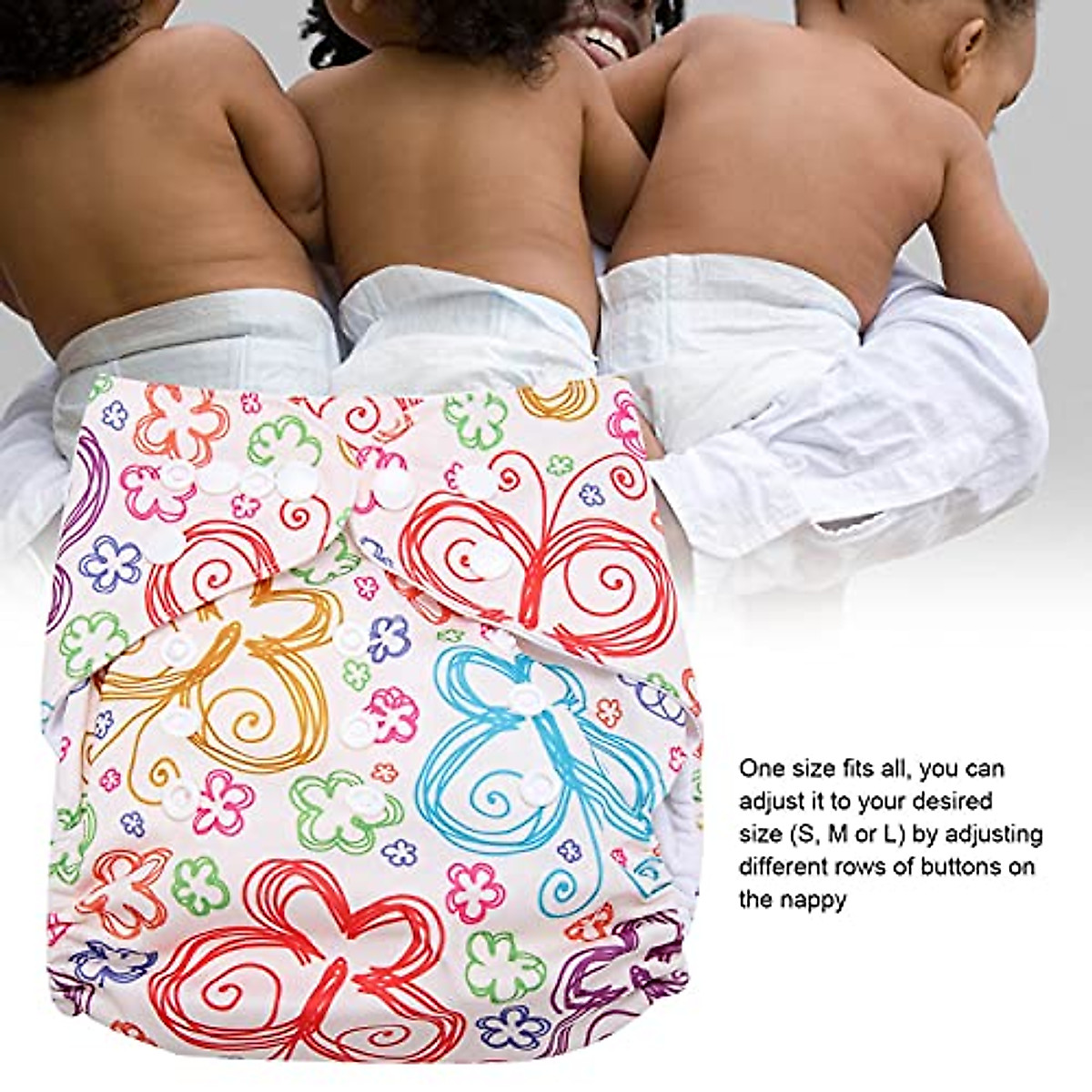 Baby Cloth Diapers, Reusable Infant Swim Diaper Washable Cloth Hook Loop Operating Size Adjustable for Baby Girls and Boys (BL001)