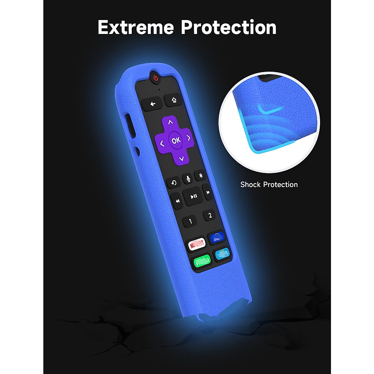 Silicone Remote Case for Roku Voice Remote Pro,Select Series 4K/lus Series 4K TVs 2024,RCS01R Shockproof Protective Cover for Ultra(2019-2011) with Lanyard for Streaming Stick 4K+ Remote(Blue)