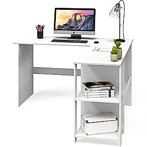 SHW L-Shaped Home Office Wood Corner Desk, White