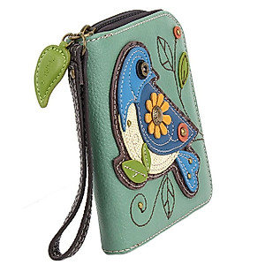 Chala Blue Bird Zip-Around Wristlet Wallet - Bird Lover Gift