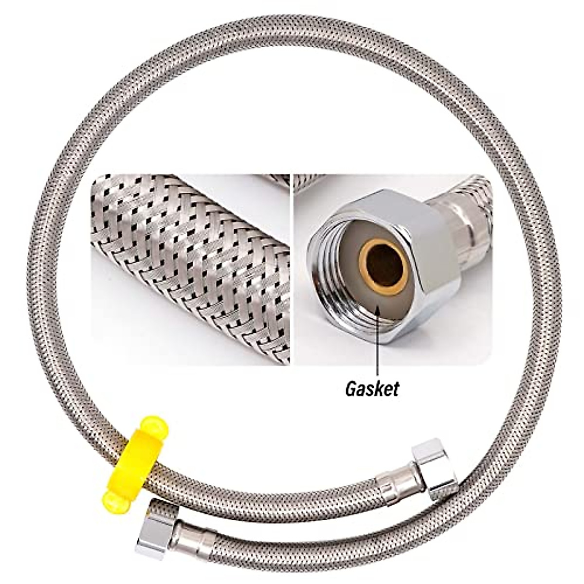 ZHEQOGZH Automatic Dog Water Dispenser Water Trough for Livestock Pig Chicken Waterer Stainless Steel Automatic Waterer Bowl with Float Valve Drain Plug Braided Hose Garden Hose Quick Connect Fittings