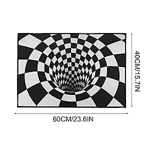 NUOBESTY Checkered Rug 3D Optical Illusion Doormat, Round Stereo Floor Mat, Anti- Slip Checkered Area Rug for Living Dining Room Carpet Home Decor Gift 40x60 Cm Optical Illusion Rug
