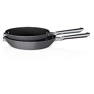 Ninja C52200 Foodi NeverStick Premium 2-Piece Fry Pan Set, Anti-Scratch Nesting Cookware, Hard-Anodized, Nonstick, Durable & Oven Safe to 500°F, Black