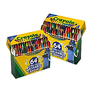 Crayola 64ct Washable, Bulk Crayon Set, School Supplies for Kids, Ultra Clean 2pk [Amazon Exclusive]