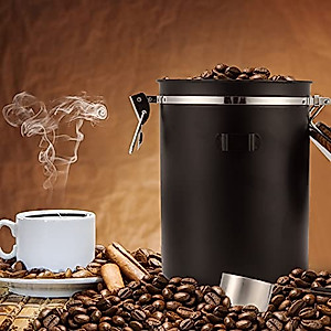 ZWOOS 2 lbs Coffee Canister for Ground Coffee, Coffee Bean Containers, Coffee Storage Airtight Canister with Scoop, 2800 ml (Black+Wood Print Lid)