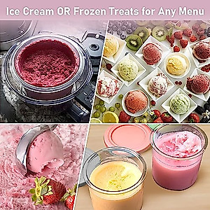 Ice Cream Machines Containers Lids BPA-Free & Dishwasher Safe, Containers Replacement Pints and Lids Compatible with NC299AMZ & NC300s Series Creami Ice Cream Makers(Pink/Grey)