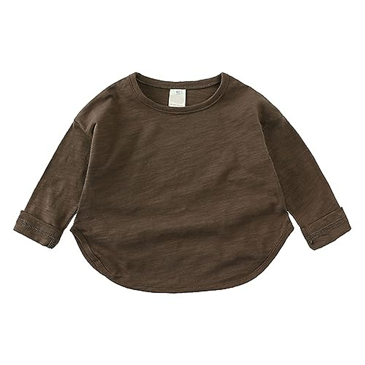 Baby Boys Girls French Terry Crewneck Sweatshirt Crewneck Sweatshirt Solid Cotton Soft Tshirts Vintage Dress Outfit Brown
