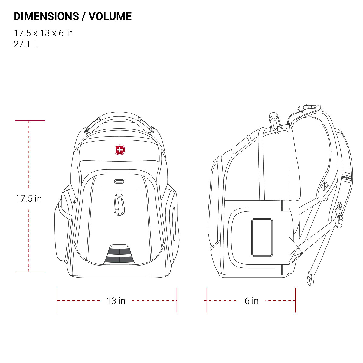 SwissGear Travel Diaper Bag Backpack, Black, 17.5-Inch